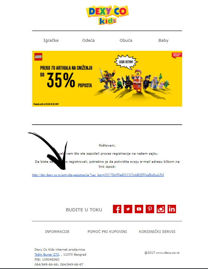 Proces registracije na www.dexy.co.rs | Dexy Co Kids internet prodavnice