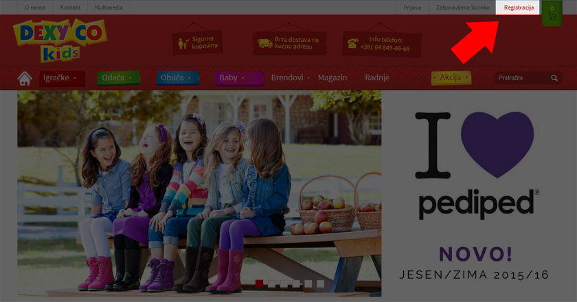 Proces registracije na www.dexy.co.rs | Dexy Co Kids internet prodavnica