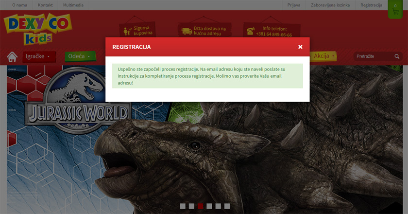 Proces registracije na www.dexy.co.rs | Dexy Co Kids internet prodavnica
